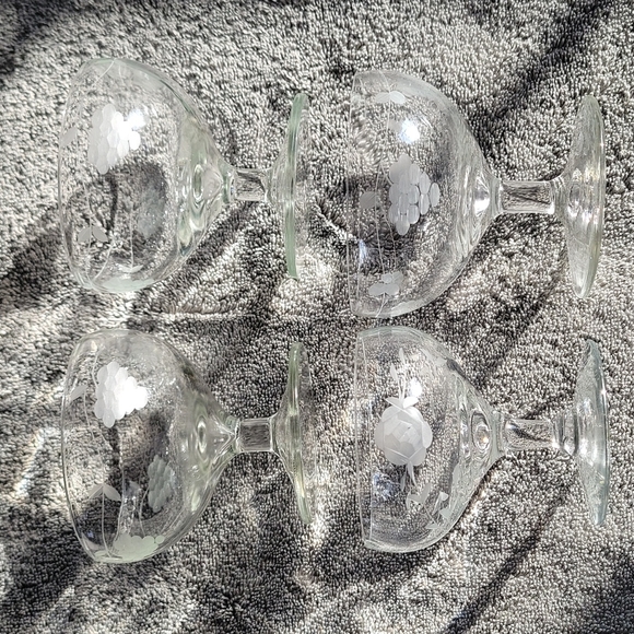 Dining | Vintage Set Of Etched Glass Dessert Cups | Poshmark